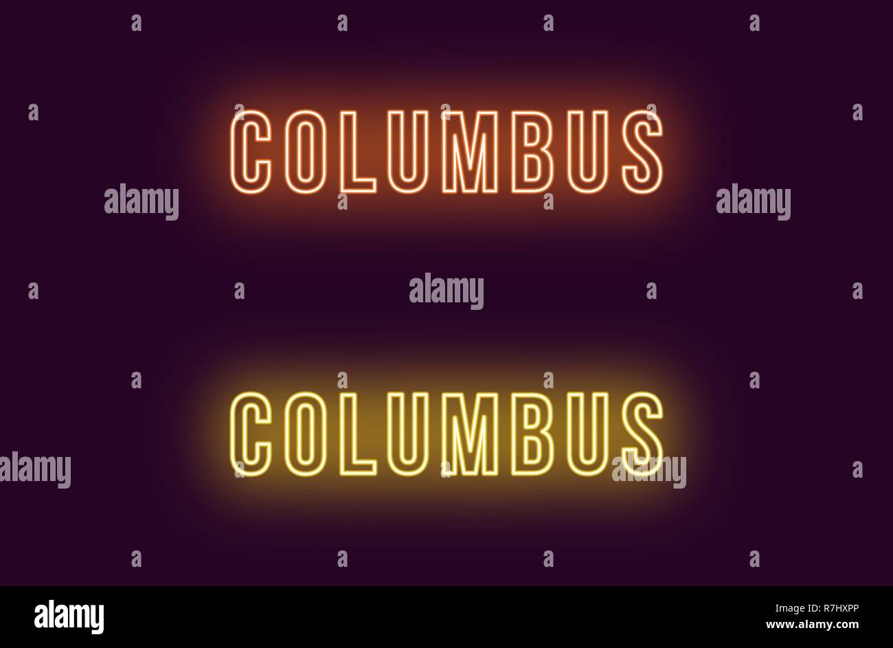 Neon name of Columbus city in USA. Vector text of Columbus, Neon ...