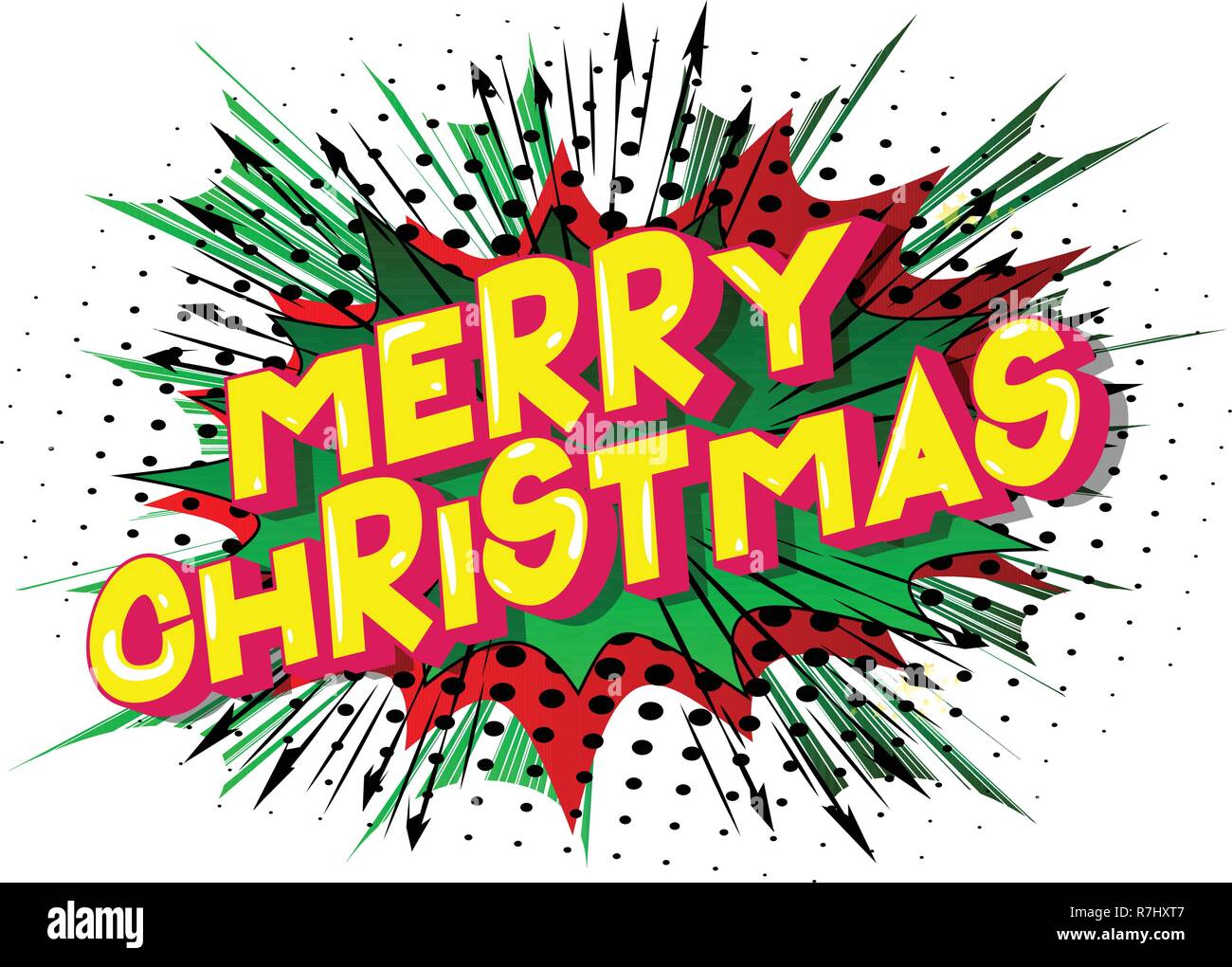Merry Christmas - Vector illustrated comic book style phrase on ...