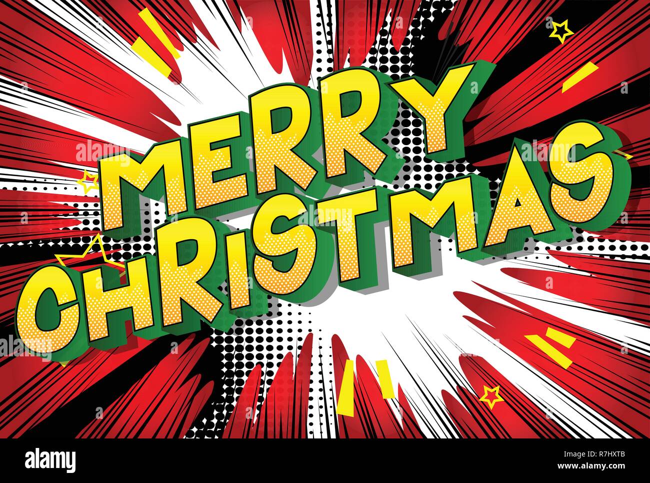 Merry Christmas - Vector illustrated comic book style phrase on ...