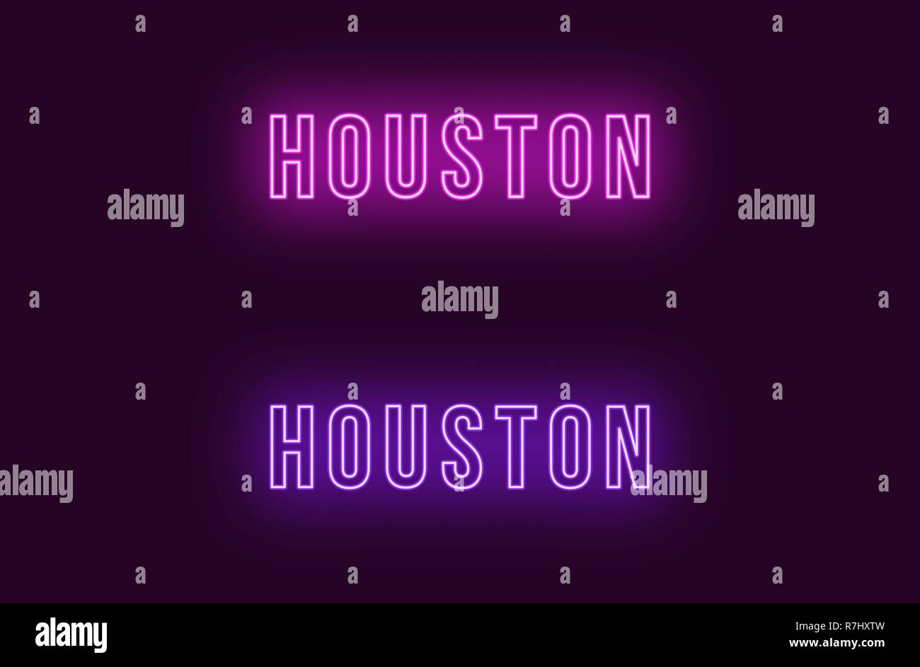 Neon name of Houston city in USA. Vector text of Houston, Neon ...