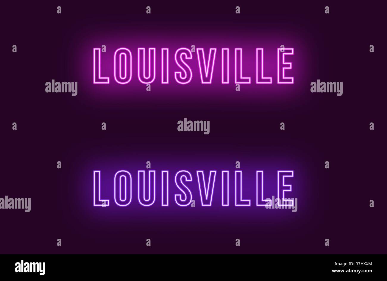 Neon name of Louisville city in USA. Vector text of Louisville, Neon ...