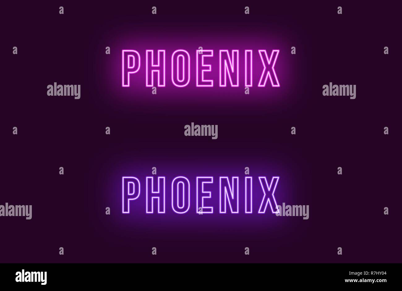Neon name of Phoenix city in USA. Vector text of Phoenix, Neon ...