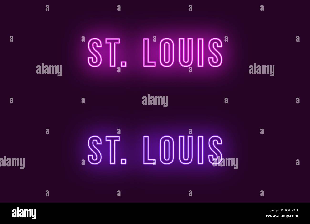 Neon name of St Louis city in USA. Vector text of St Louis, Neon ...