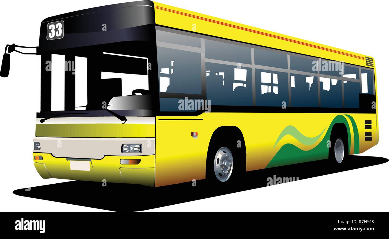Yellow city bus. Coach. Vector illustration Stock Vector Image & Art ...