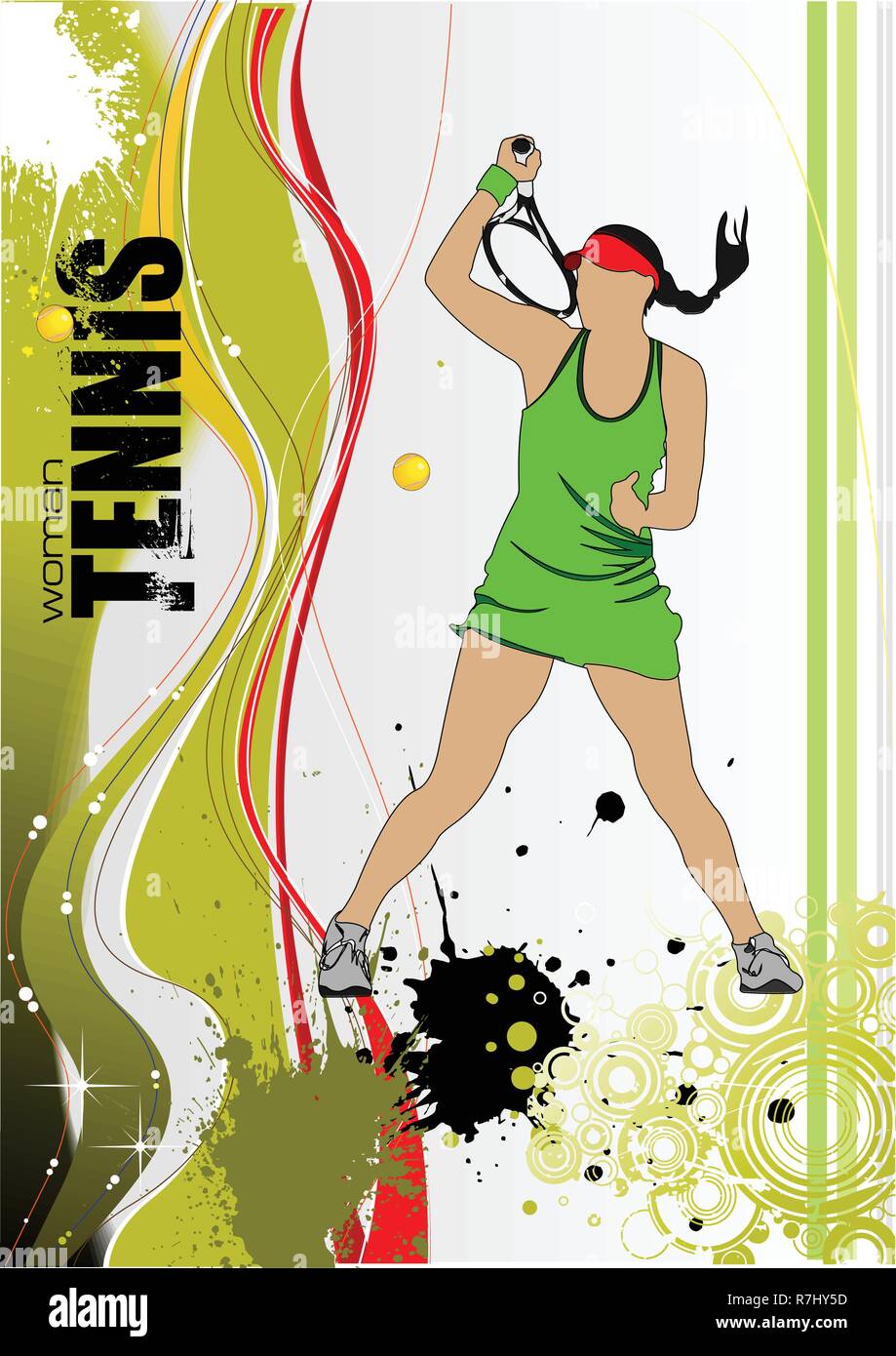 Tennis player poster. Colored Vector illustration for designers Stock ...