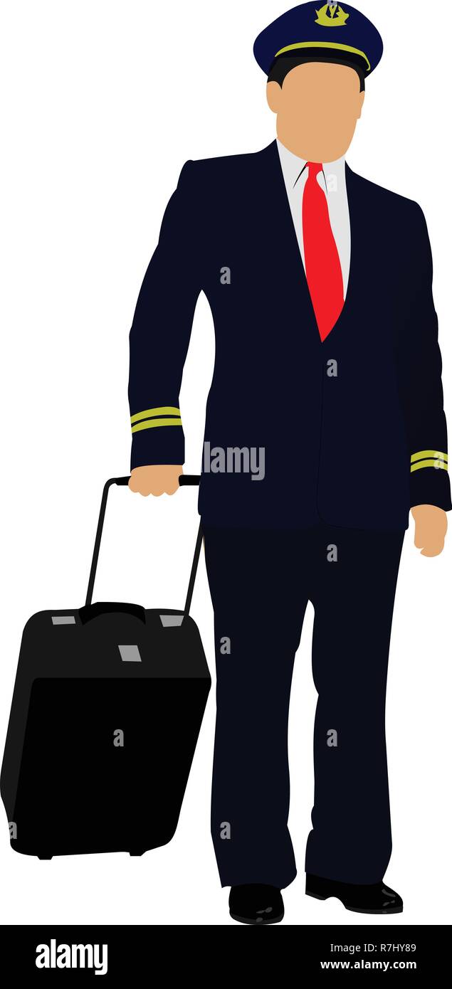 Pilot with suitcase. Vector illustration Stock Vector Image & Art - Alamy