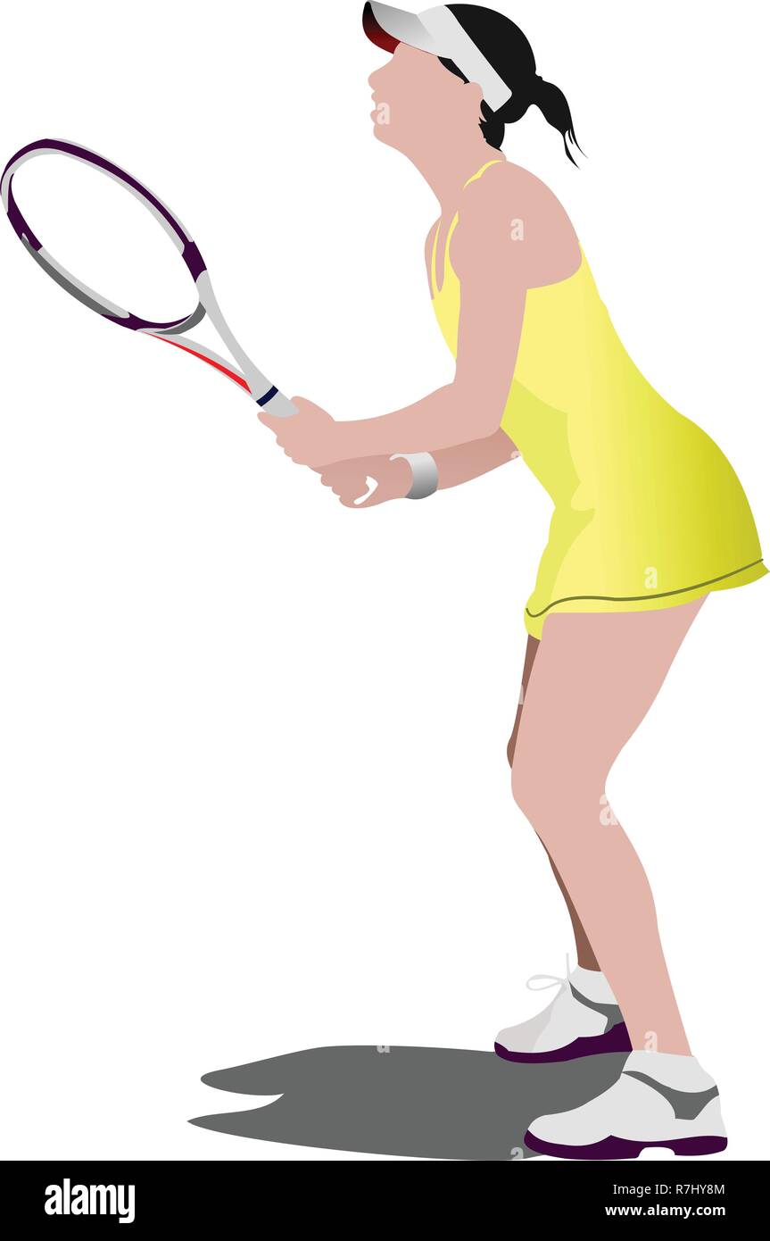 Tennis player poster. Colored Vector illustration for designers Stock ...