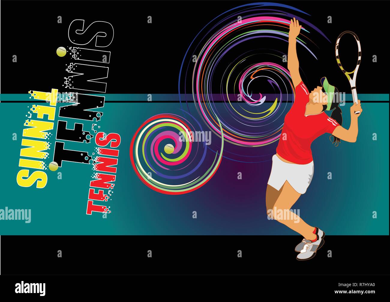 Tennis player poster. Colored Vector illustration for designers Stock ...