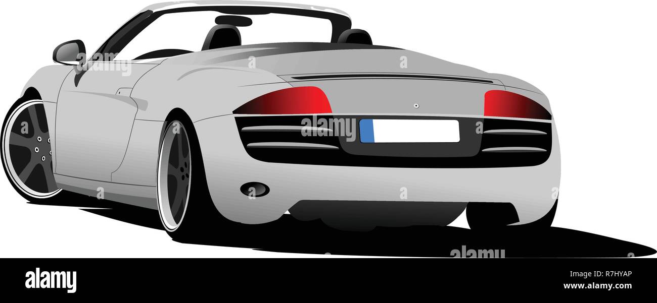 Silver car cabriolet on the road. Vector illustration Stock Vector ...