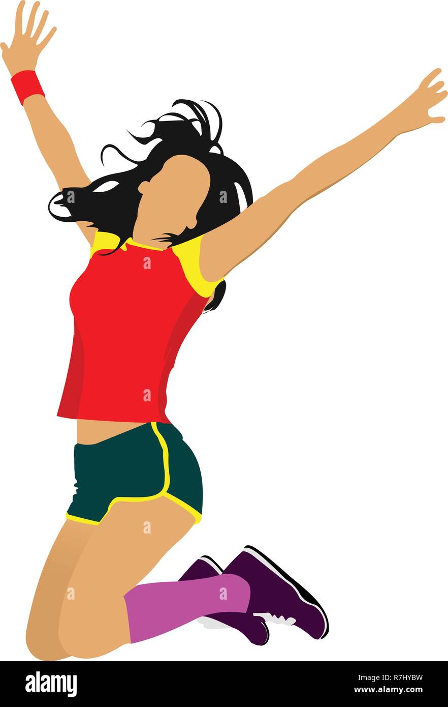 Jumping girl. Colored vector illustration Stock Vector Image & Art - Alamy
