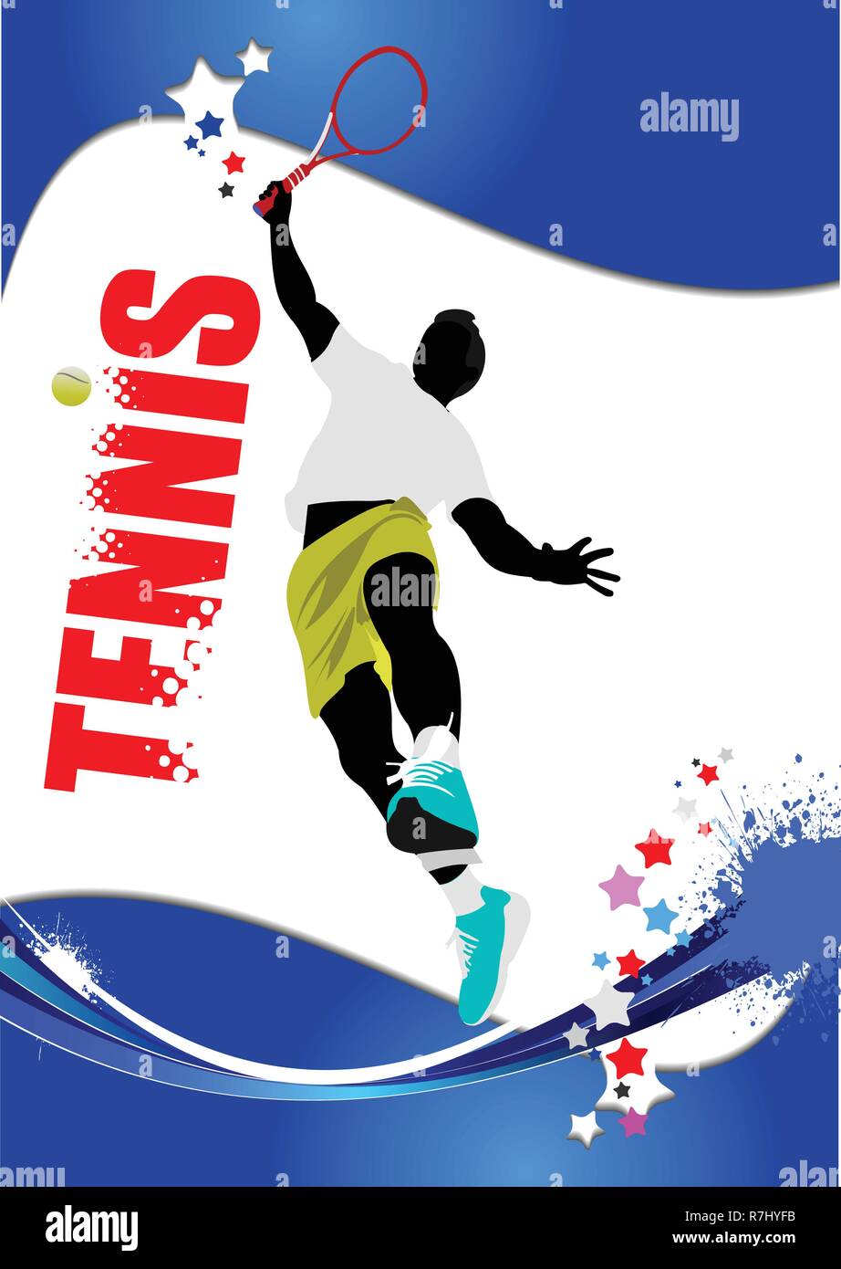 Tennis player poster. Colored Vector illustration for designers Stock ...