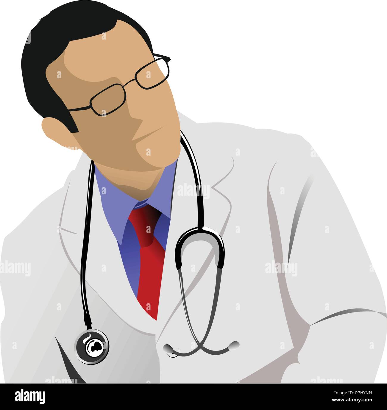 Medical doctor with stethoscope on white background. Vector ...