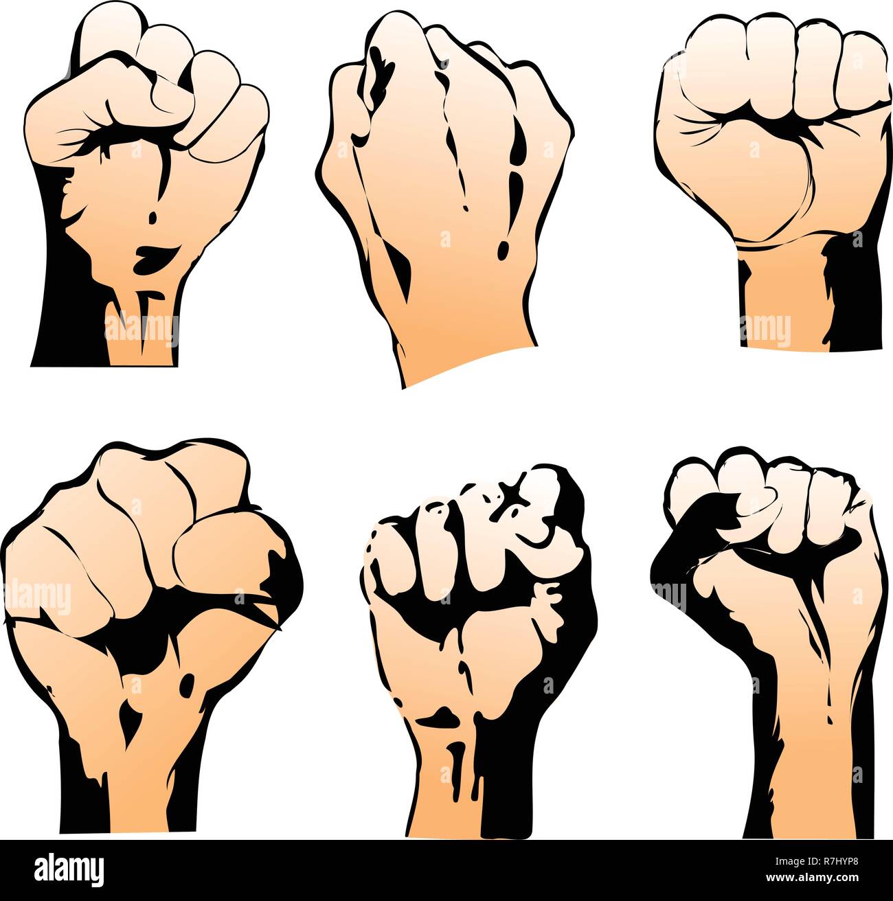 Six Struggle Hand Symbols. Vector Illustration Stock Vector Image & Art ...