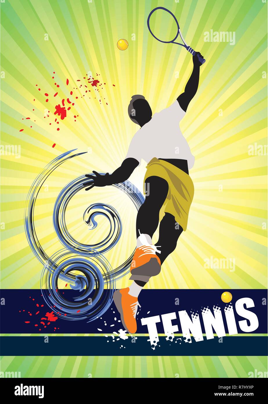 Tennis player poster. Colored Vector illustration for designers Stock ...