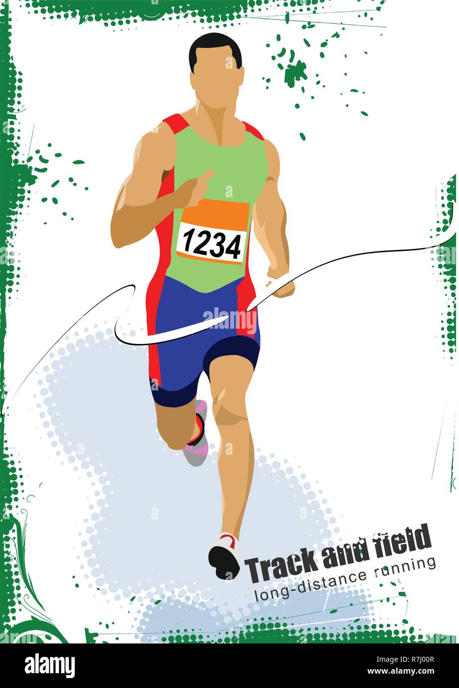 Long-distance runner. Poster. Vector illustration Stock Vector Image ...