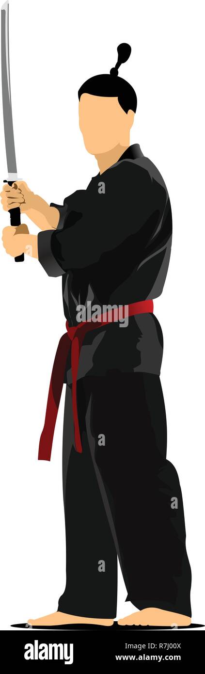 Samurai with the sword. Vector illustration Stock Vector Image & Art ...