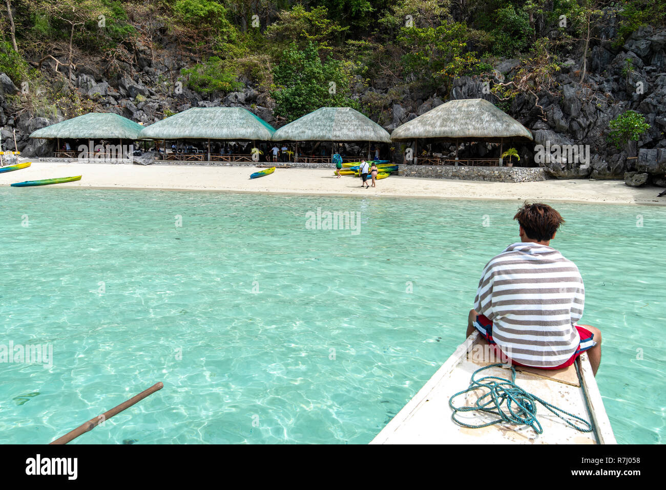 Man on the Boat at Coron island, Palawan, Philippines Stock Photo - Alamy