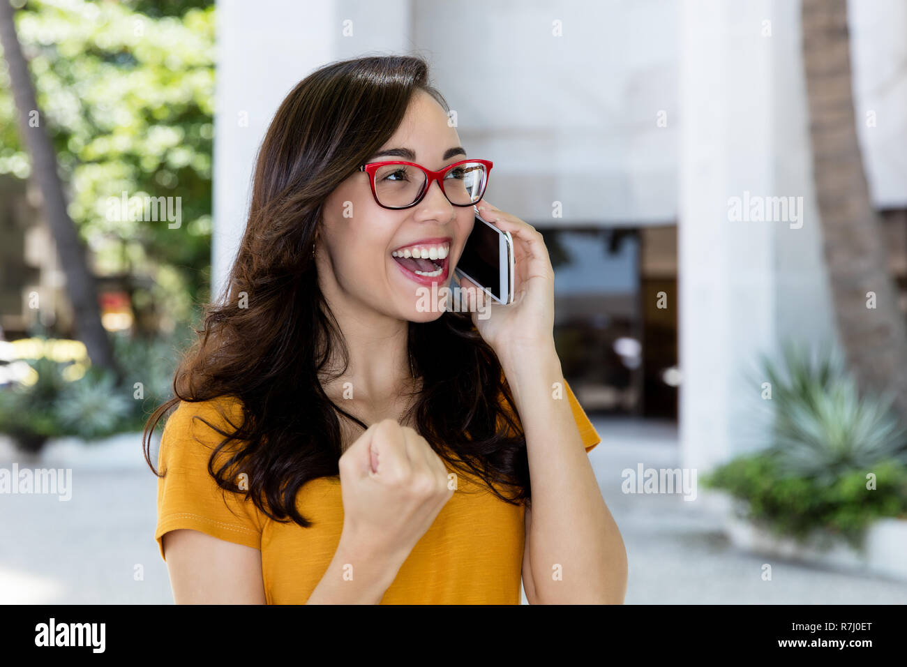Laughing fun nerd woman student hi-res stock photography and images - Alamy