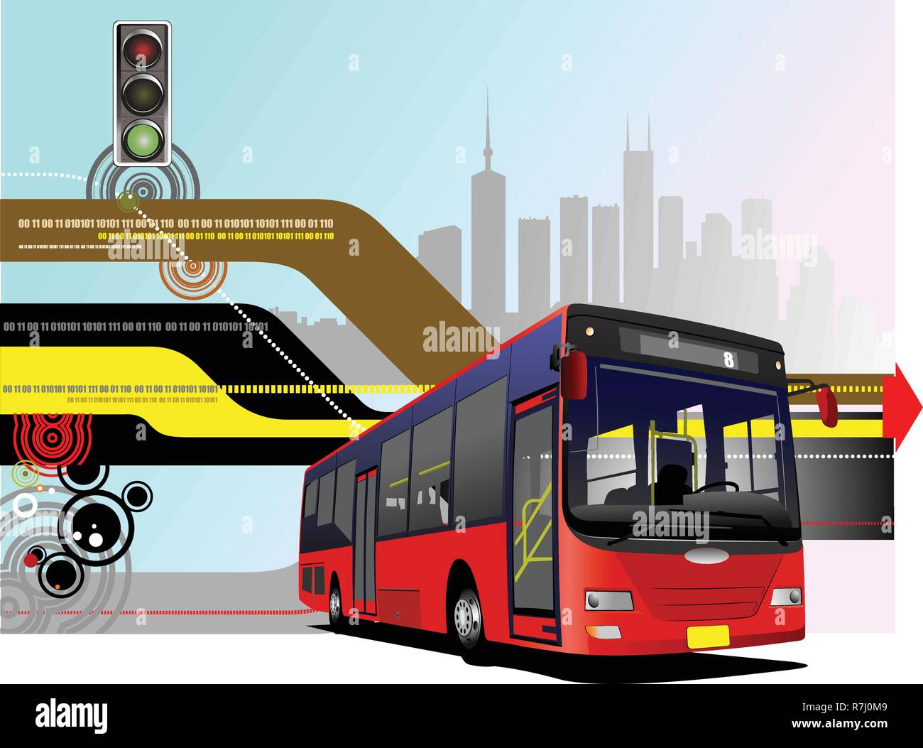 City bus on the road. Vector illustration Stock Vector Image & Art - Alamy