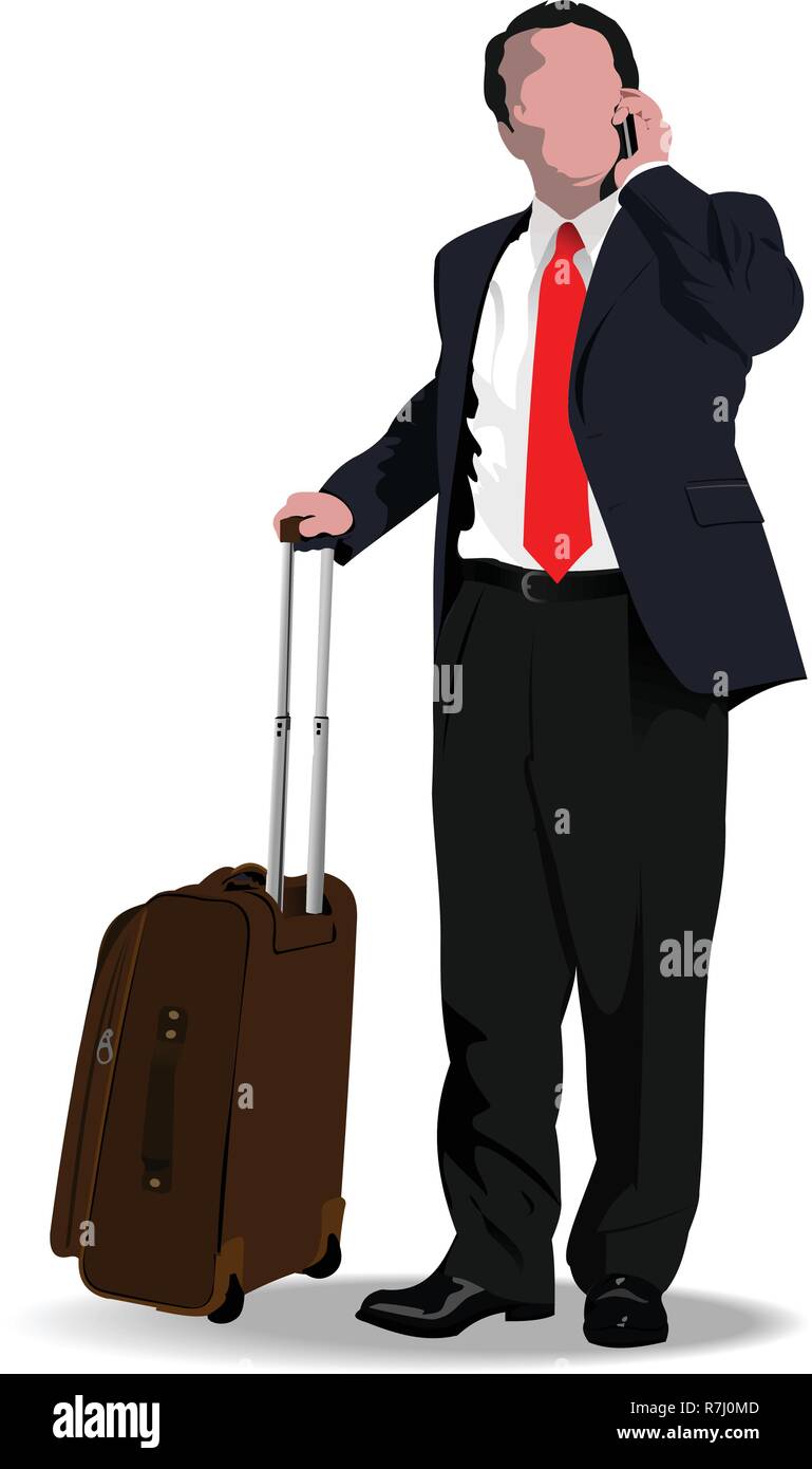 Business man with suitcase. Vector illustration Stock Vector Image ...
