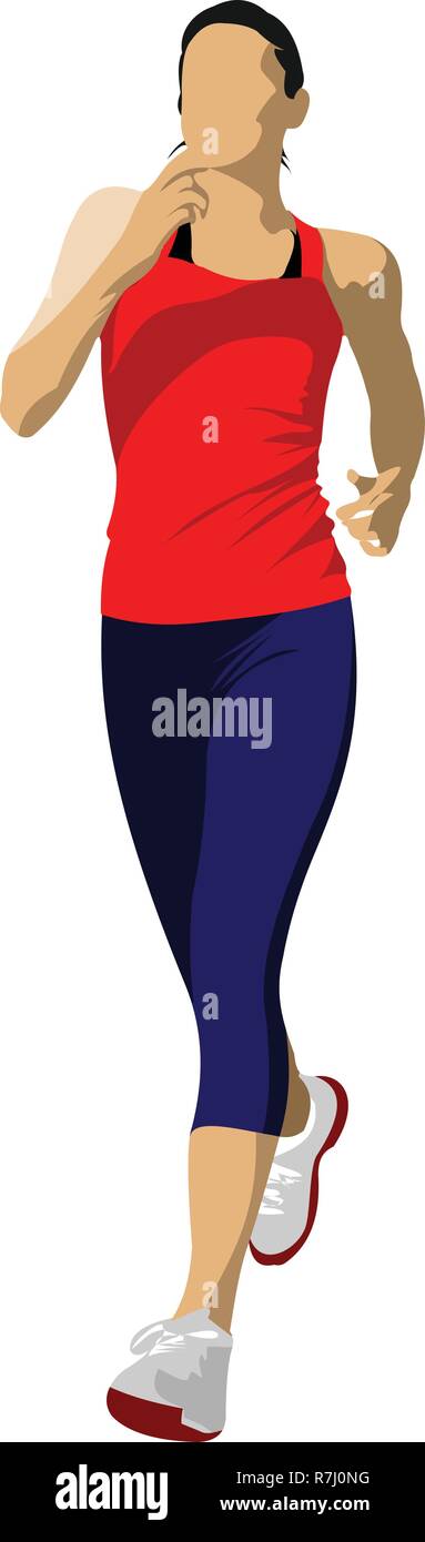 The running people. Jogging. Vector illustration Stock Vector Image ...