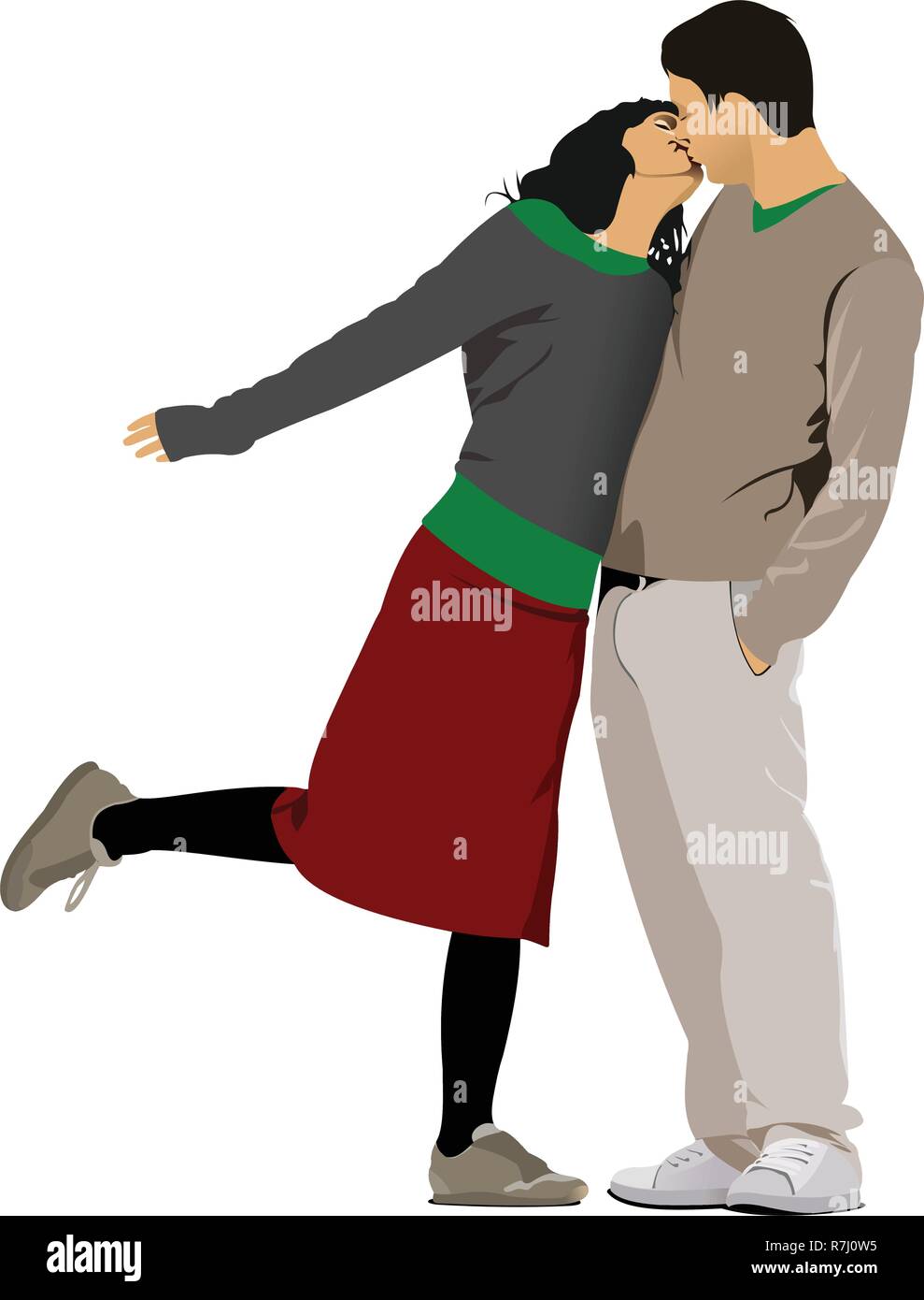 Kissing Couple Vector Illustration Stock Vector Image And Art Alamy