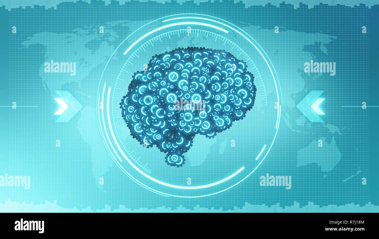 Mechanical brain clockwork concept forming from gears and cogs - 3D ...