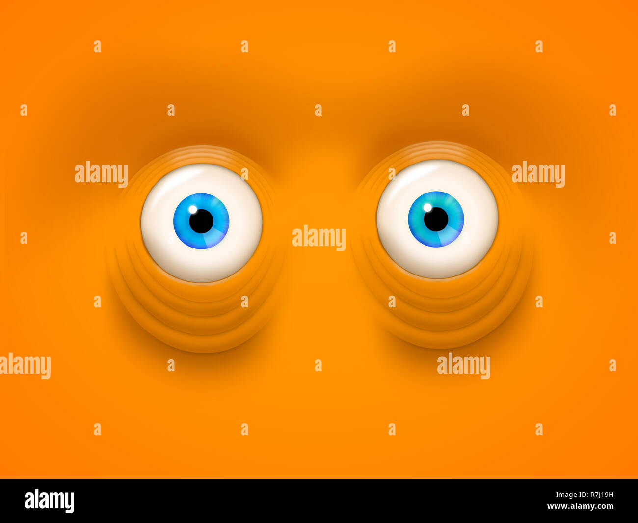 Wild scary blue eyes in an orange face cartoon Stock Photo - Alamy