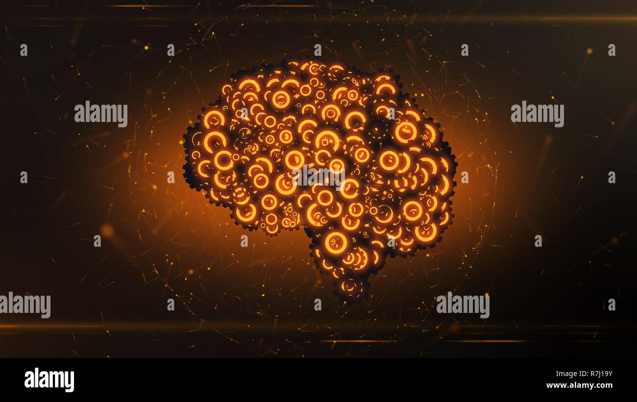 Mechanical brain clockwork concept forming from gears and cogs - 3D ...