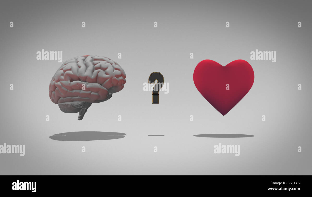 Head versus heart - logic over emotion in a 3D illustration Stock Photo ...