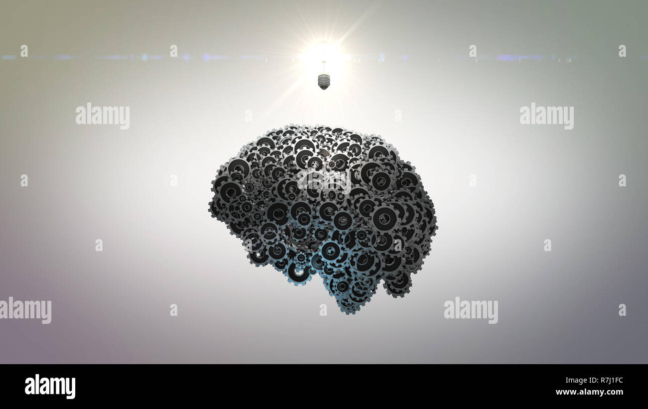 Mechanical brain clockwork concept forming from gears and cogs - 3D ...