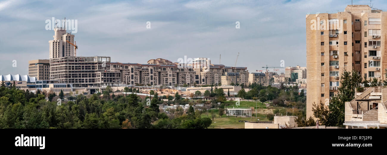 Panoramic cityscape of a modern housing project in Jerusalem, Israel ...