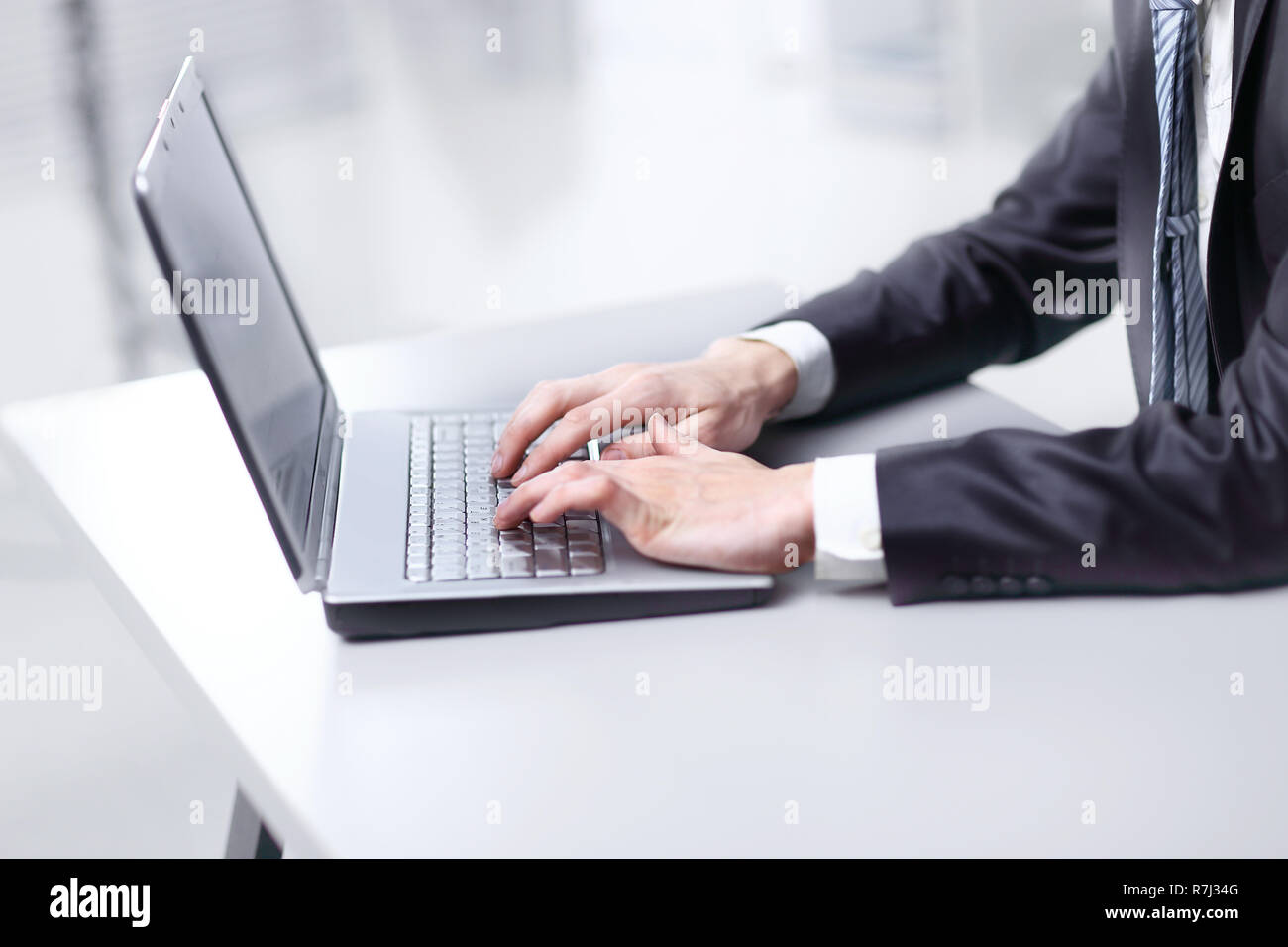 close up. businessman typing on laptop. people and technology Stock ...