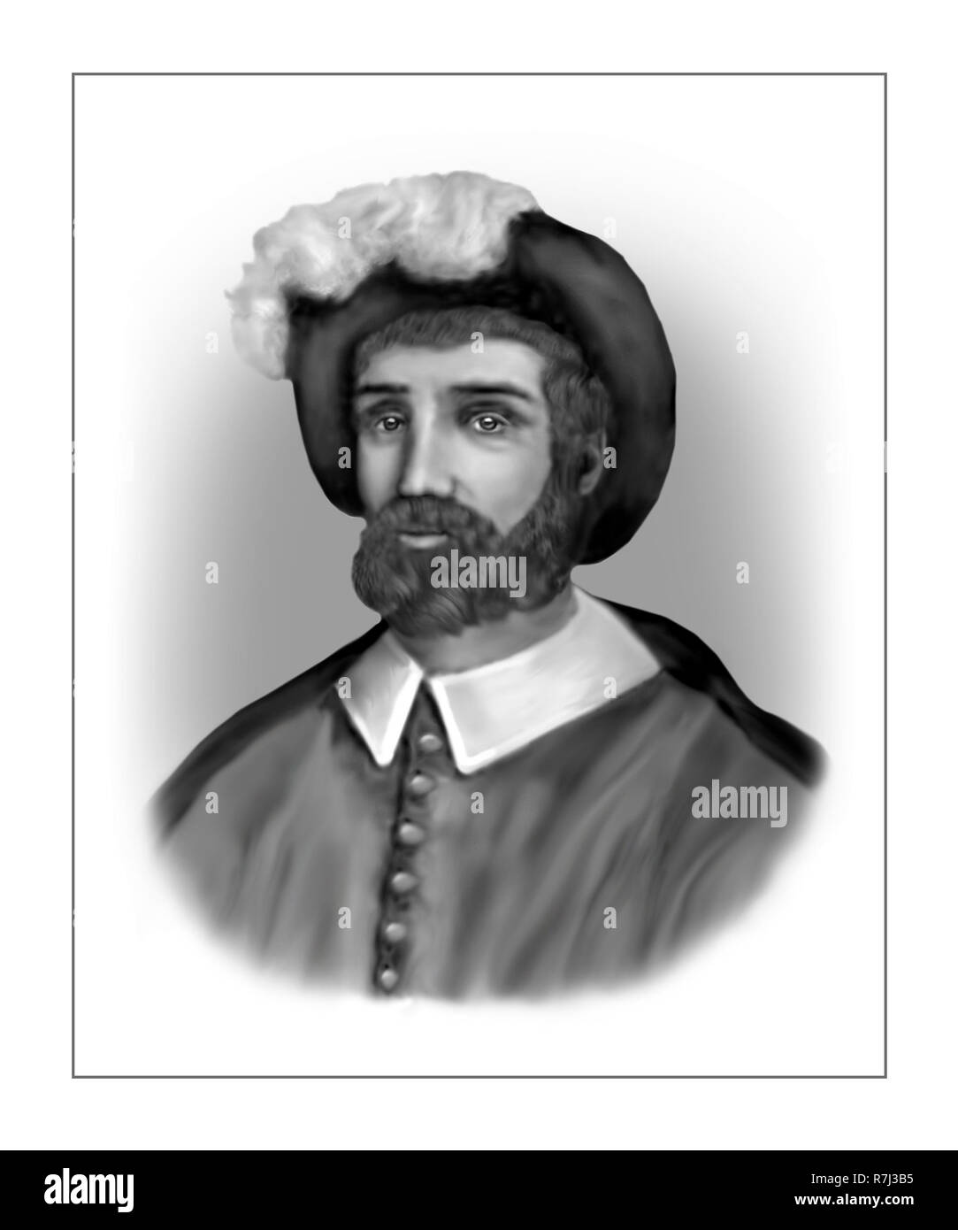 First man to circumnavigate the globe Black and White Stock Photos ...