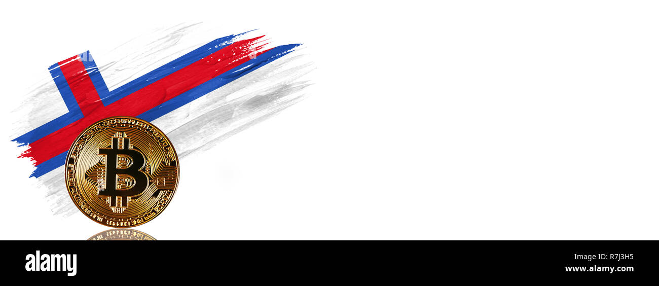 Painted brush stroke in the flag of Faroe Islands. Bitcoin ...