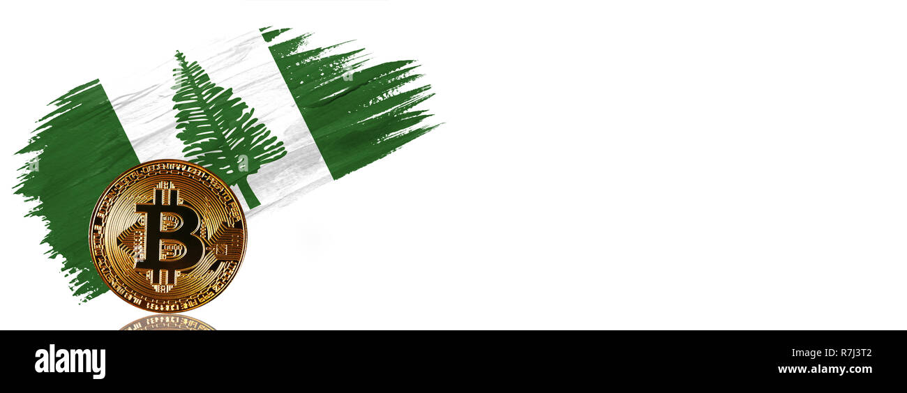 Painted brush stroke in the flag of Norfolk Island. Bitcoin ...