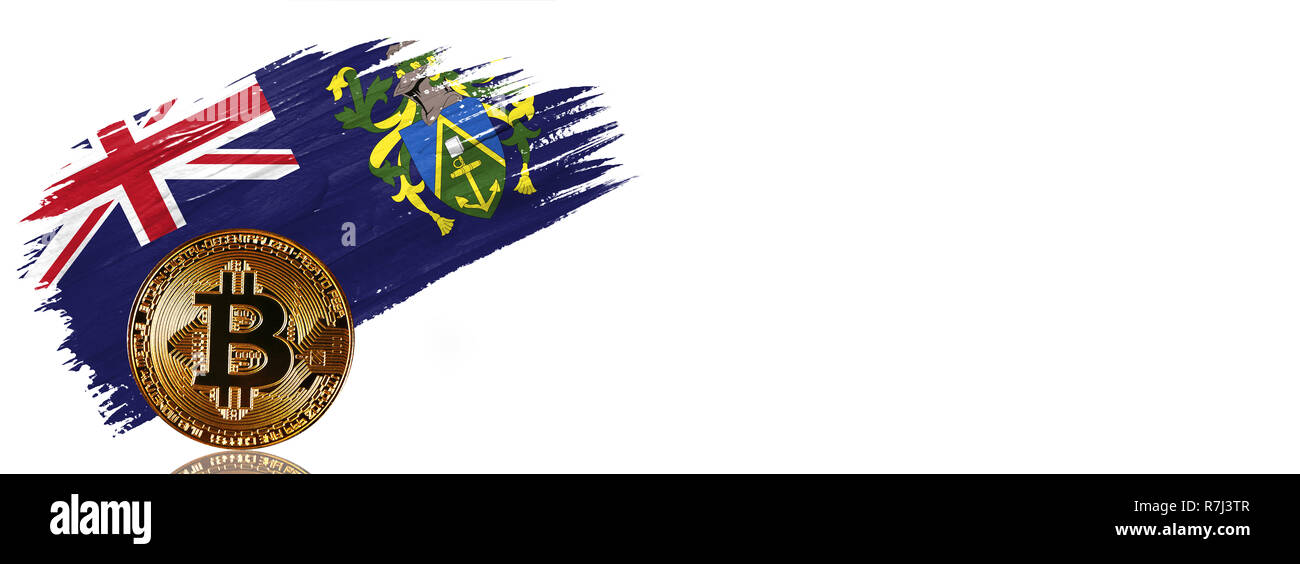 Painted brush stroke in the flag of Pitcairn Island. Bitcoin ...