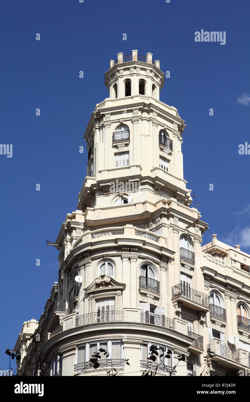 Valencia, Spain. Old architecture - apartment building exterior Stock ...