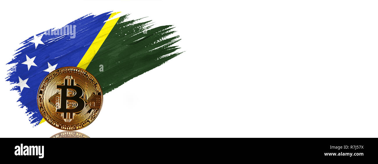 Painted brush stroke in the flag of Solomon Islands. Bitcoin ...