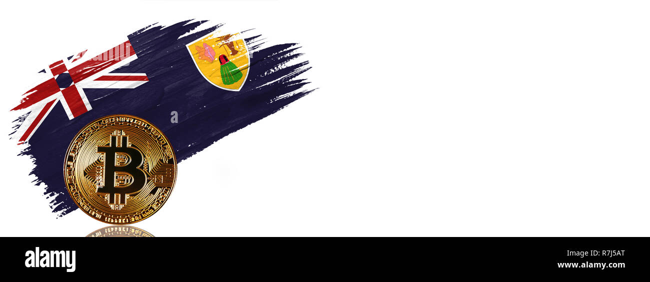 Painted brush stroke in the flag of Turks and Caicos Islands. Bitcoin ...