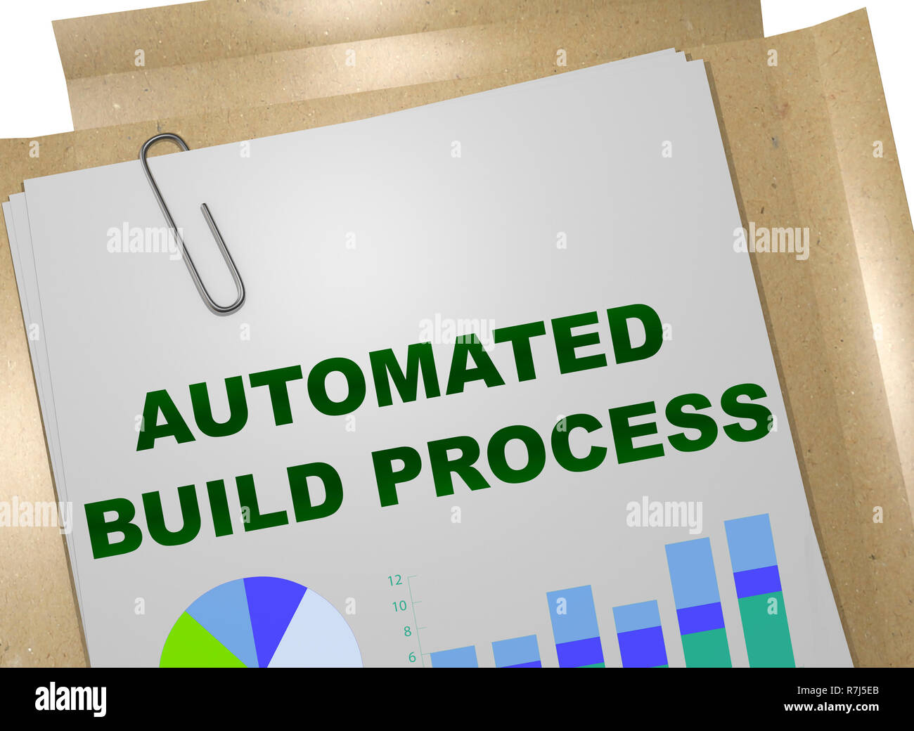 3D illustration of AUTOMATED BUILD PROCESS title on business document ...