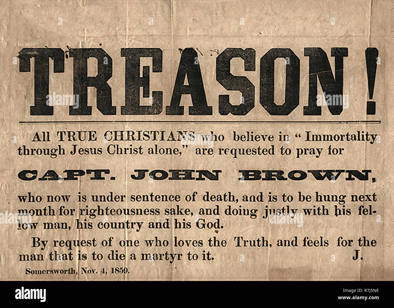 Treason sign urging Americans to pray for John Brown after the raid on ...