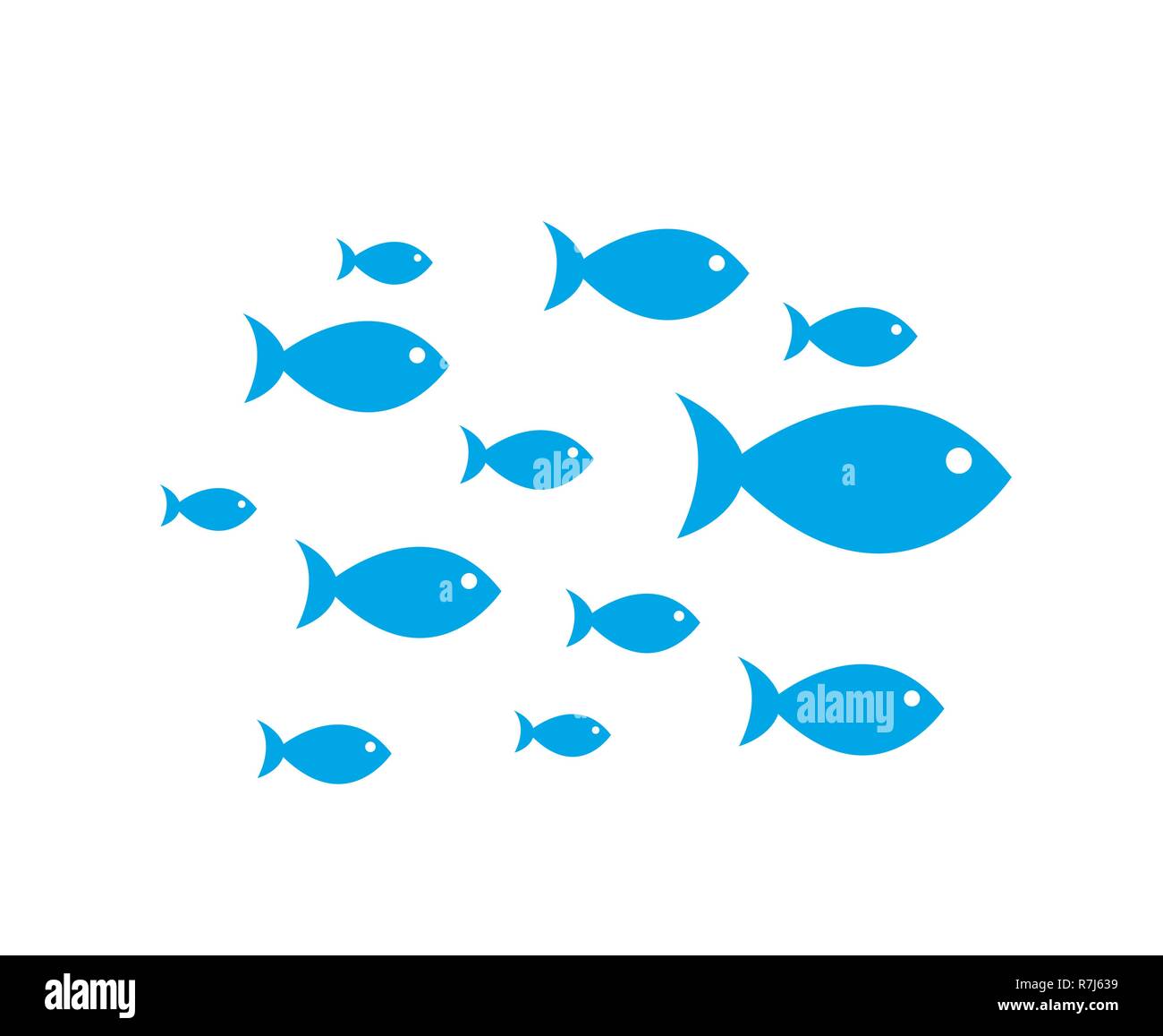 Blue Fish Icons vector Stock Vector Image & Art - Alamy