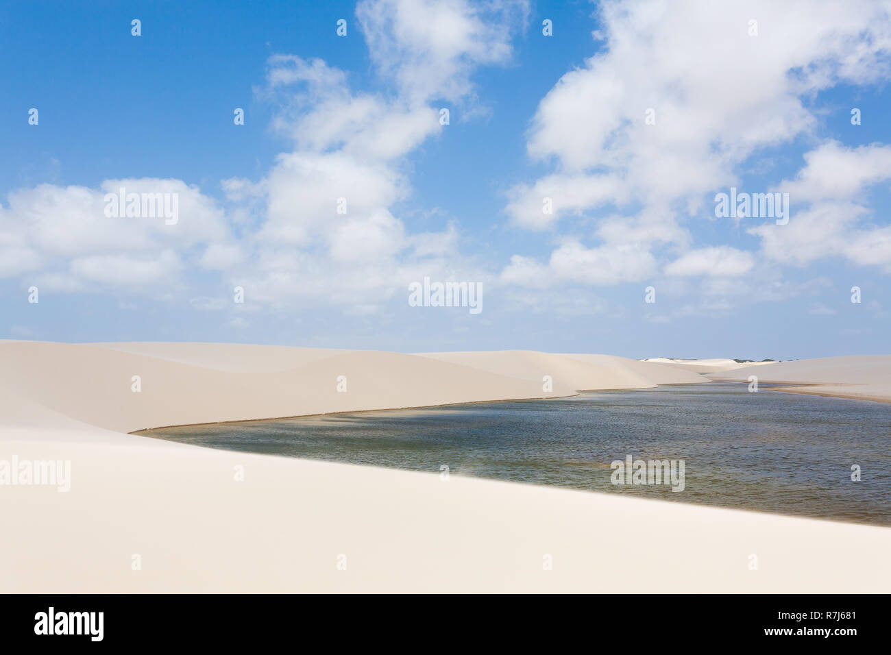 White sand dunes panorama from Lencois Maranhenses National Park ...