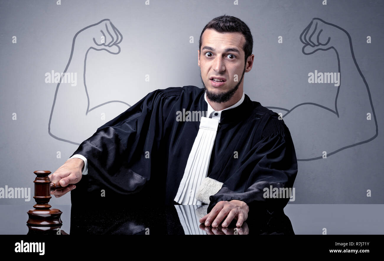 Young judge with brawny design on his back Stock Photo - Alamy