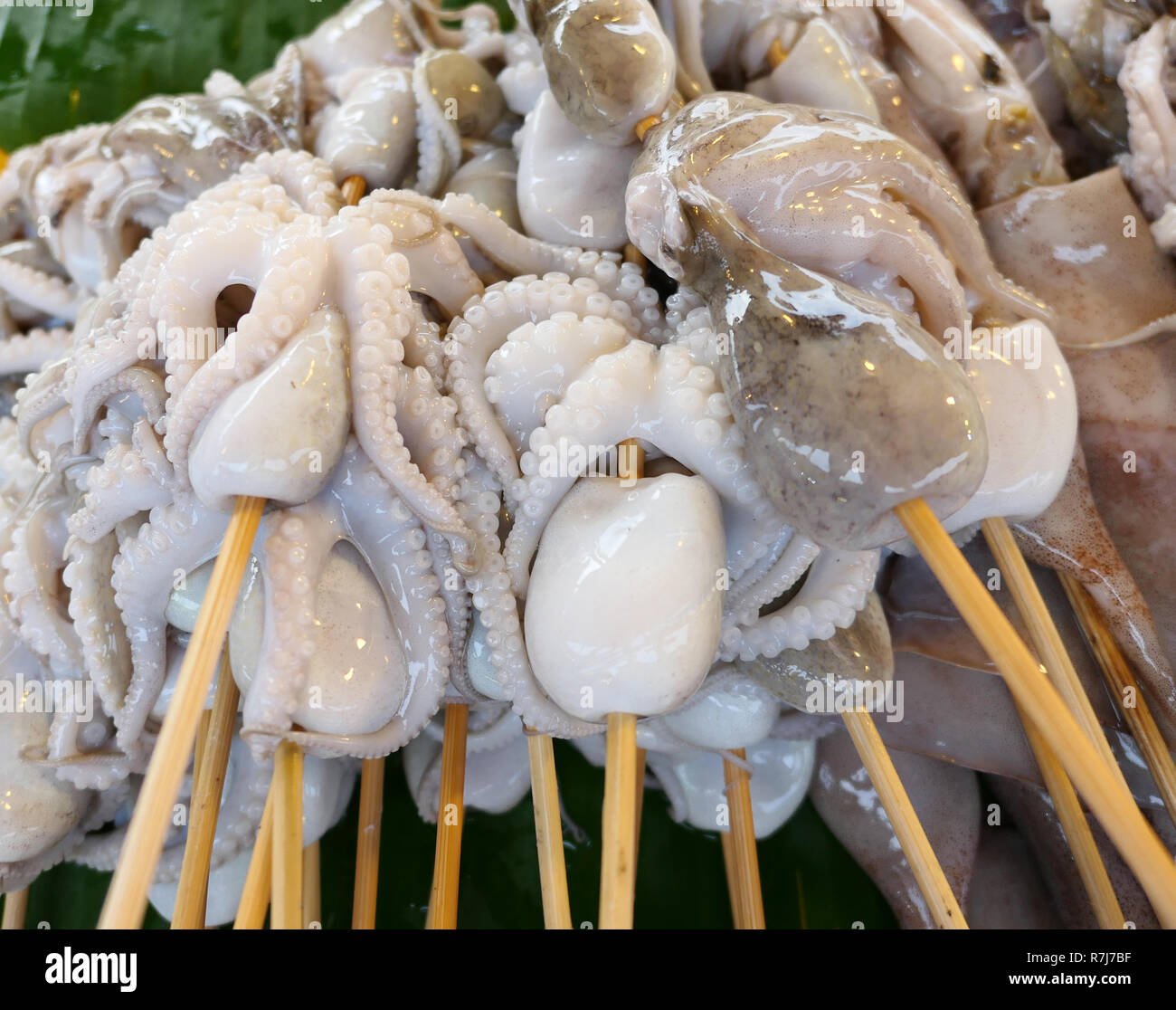 Raw octopuses at a market Stock Photo - Alamy