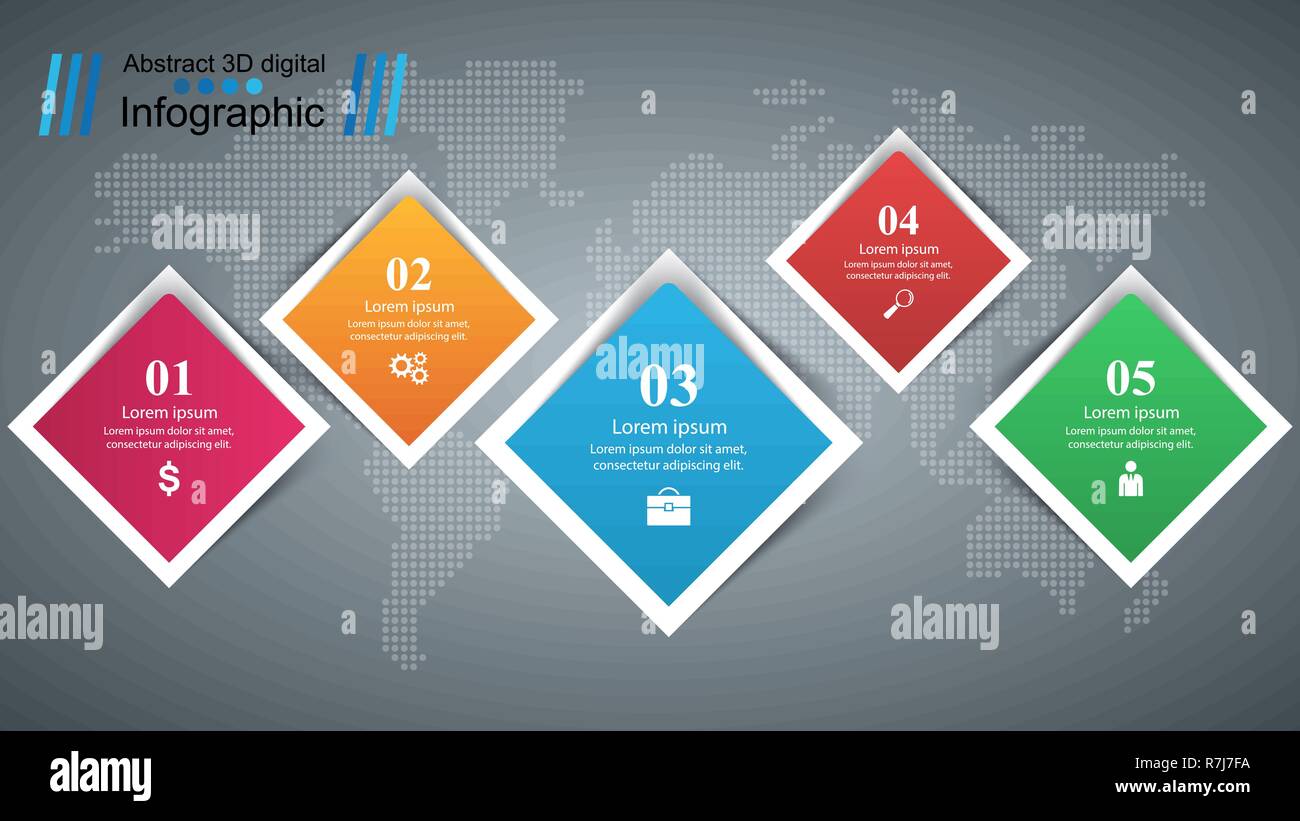 Business infographic. Five paper items Stock Vector Image & Art - Alamy