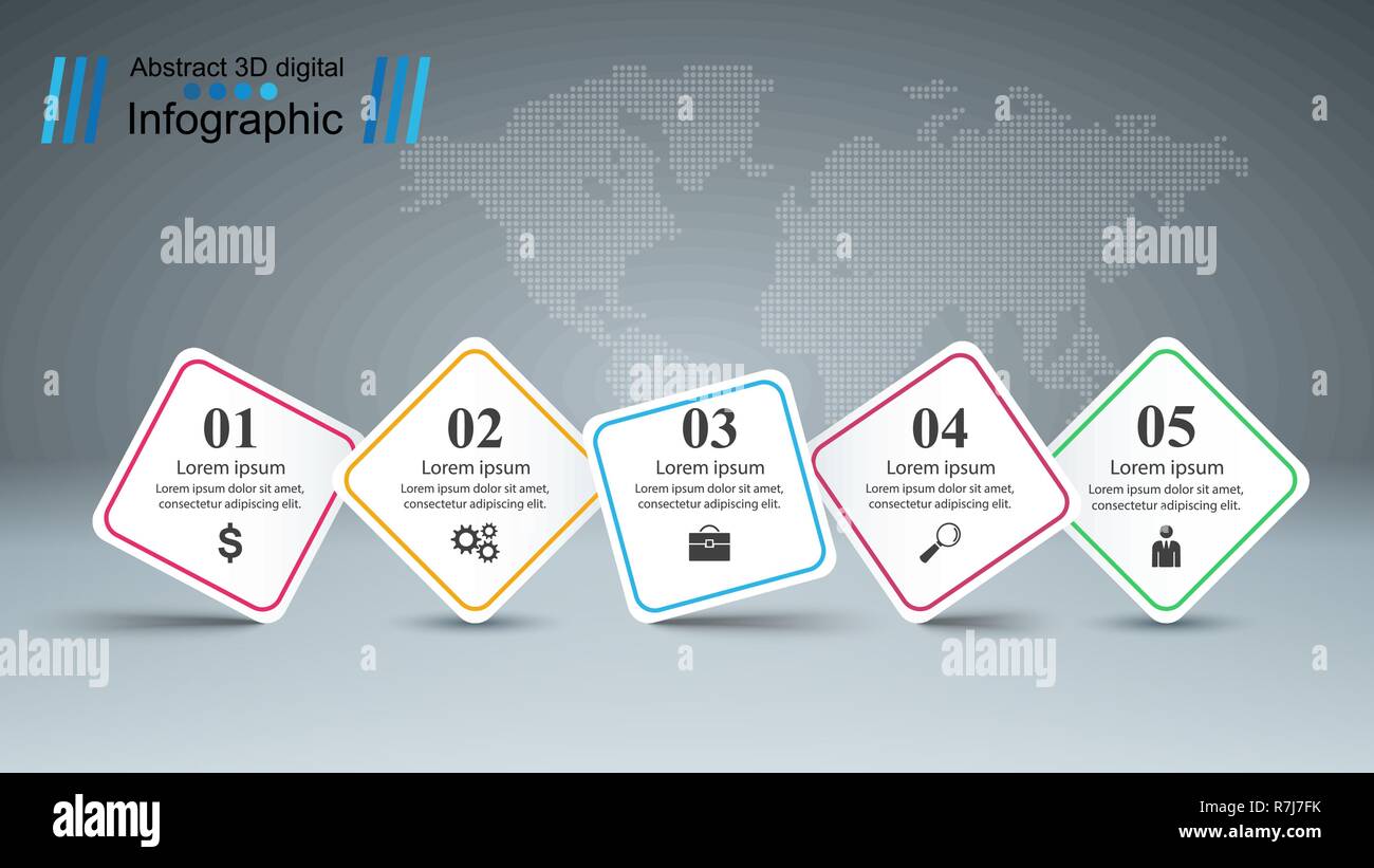 Business infographic. Five paper items Stock Vector Image & Art - Alamy