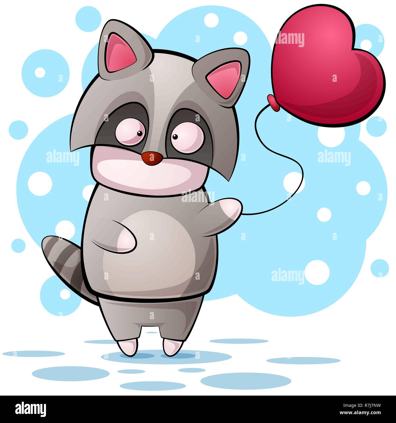 Cute cartoon raccon character. Air balloon illustration Stock Vector ...