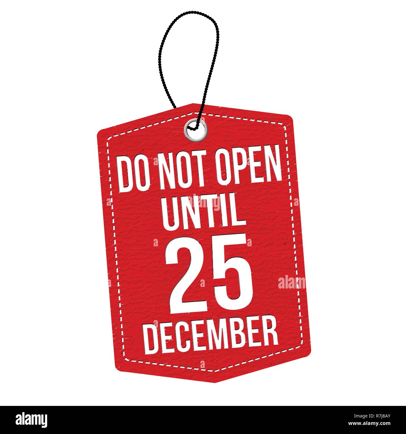 Do not open until 25 december label or price tag on white background ...